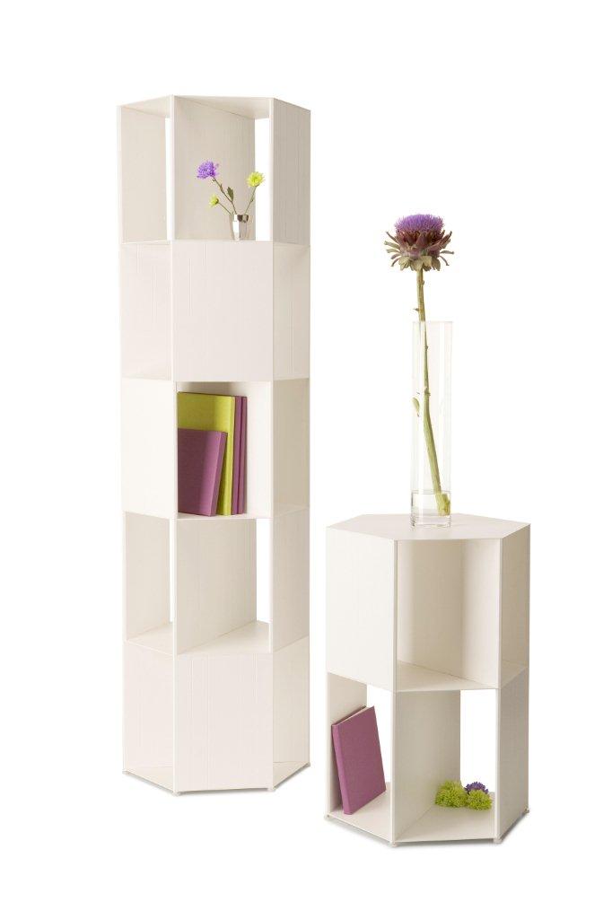 Hexagon, design by Nendo, standalone bookcase, coffee table, bedside ...