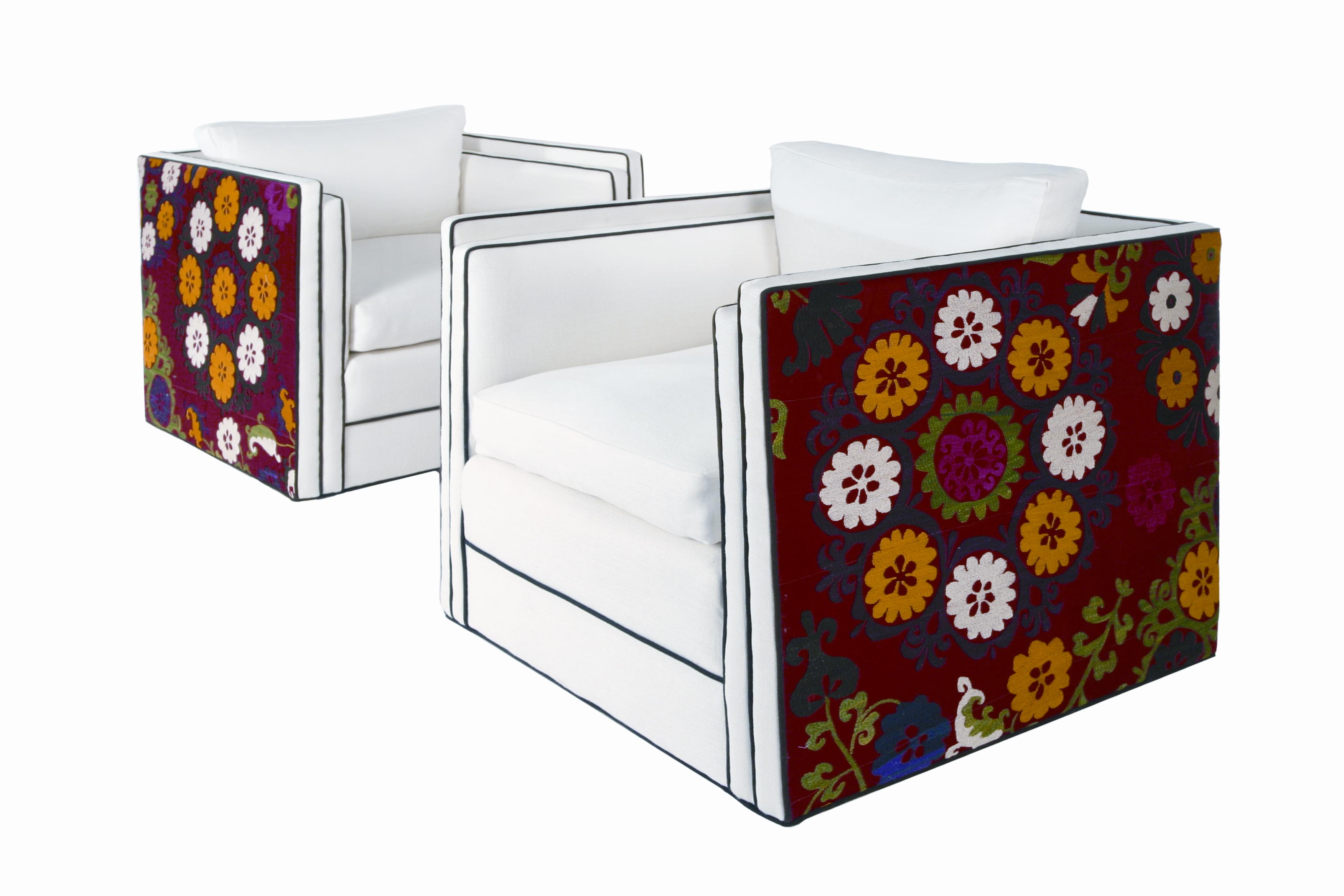 Kashgar Suzani Cube Chair by B. Pila Design | Archello