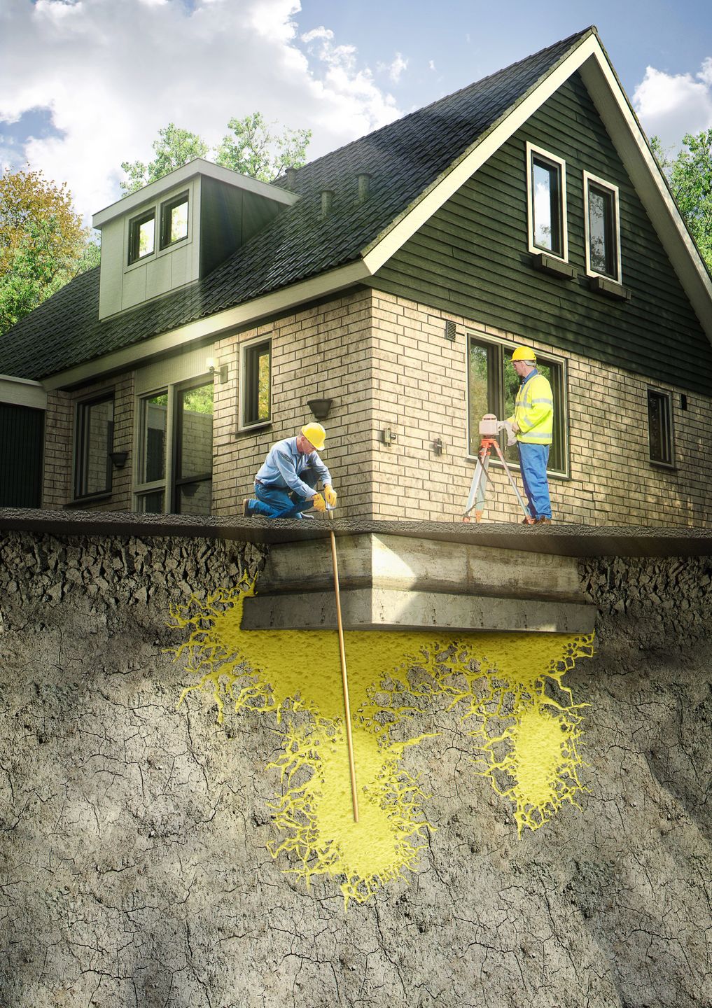 Injection technique for foundation by URETEK | Archello