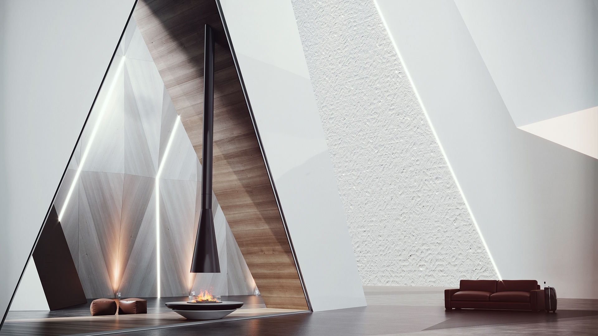 CF + D | custom fireplace design による Mystique | Suspended Hood with ...