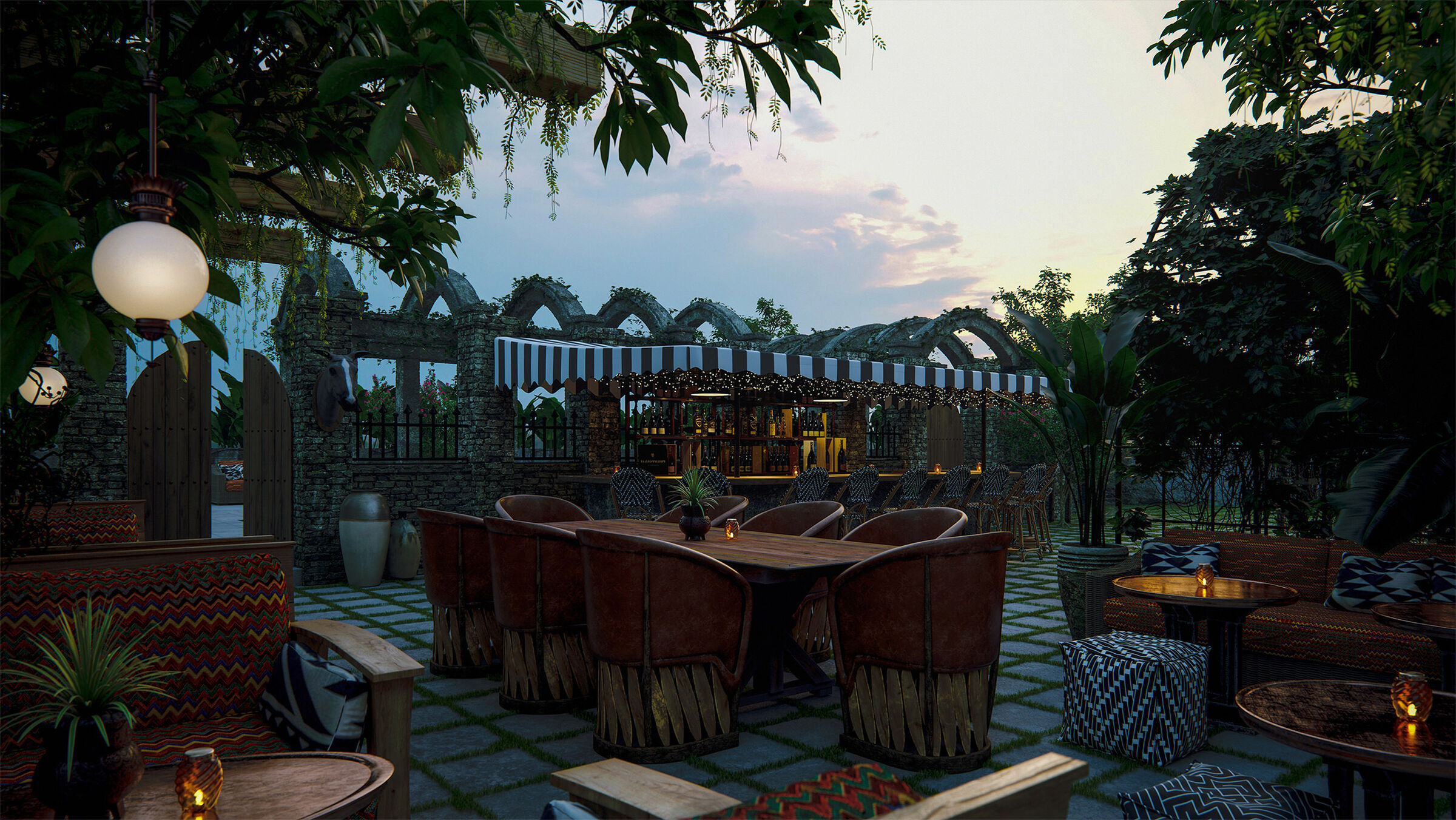 Bodega Negra Interior restaurant visualization | Lunas Visualization ...