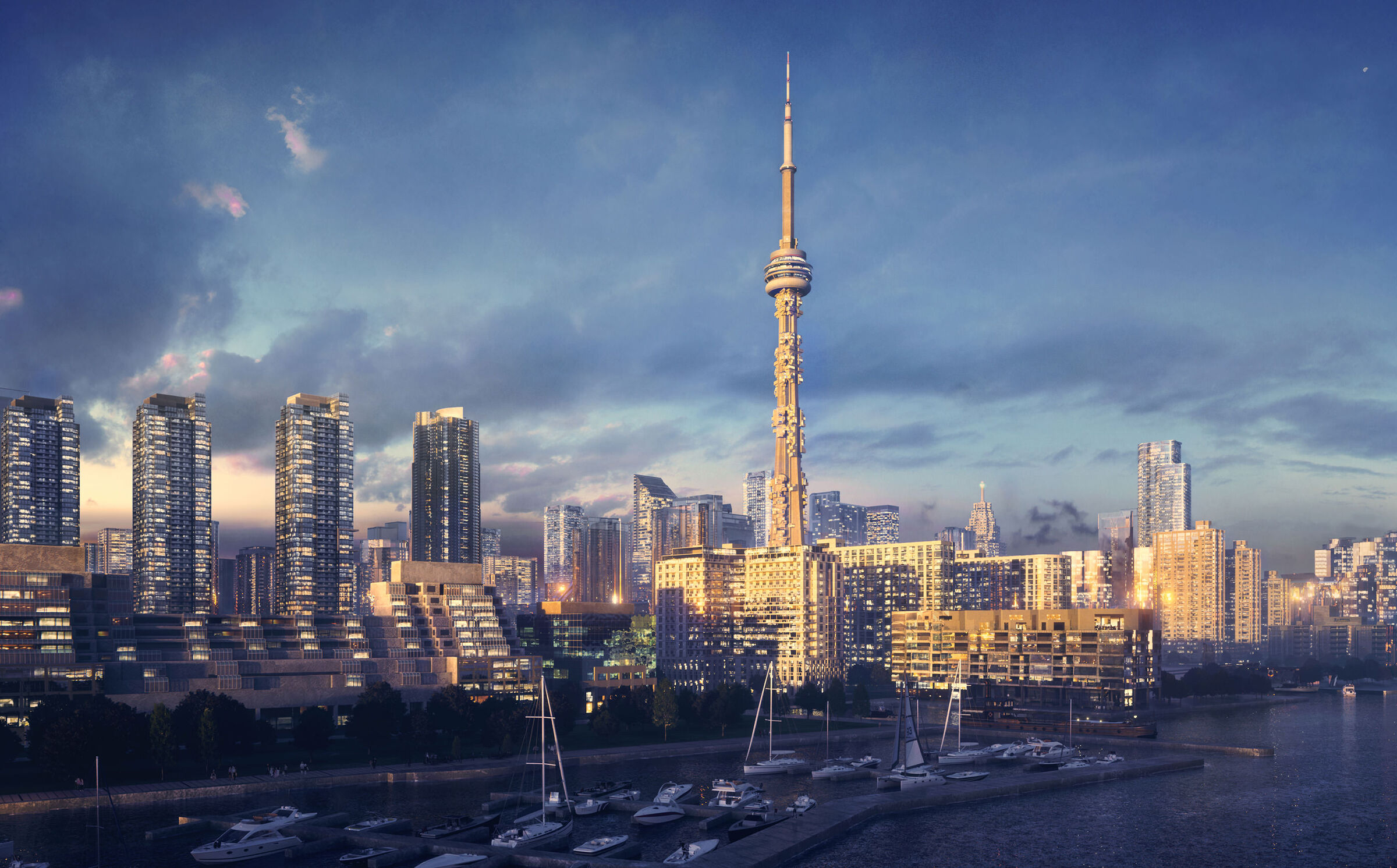 3D exterior rendering of CN tower | Lunas Visualization | Archello