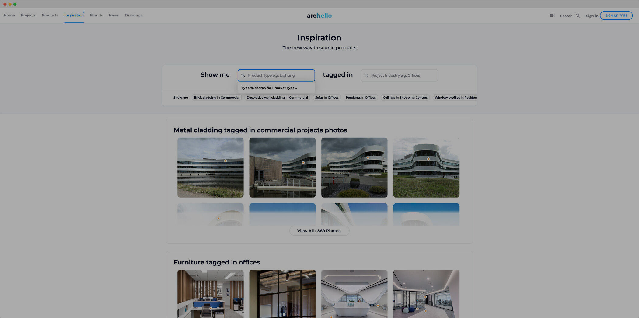 Find products by looking at inspirational projects | Archello