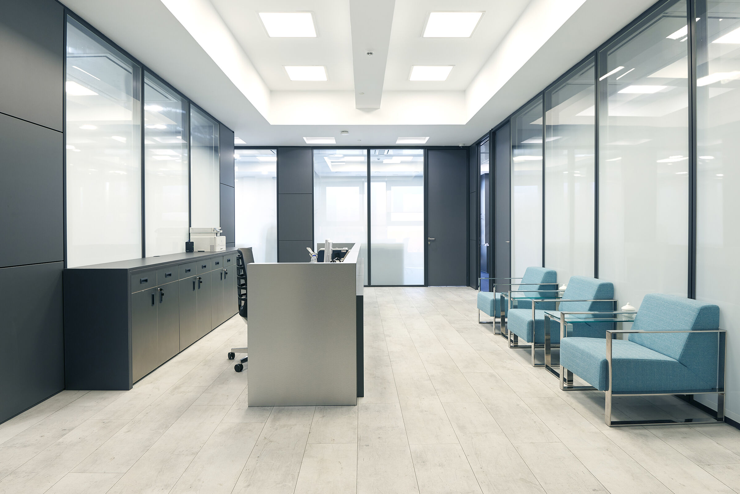 light color flooring instaled in bank | Vanitar | Archello