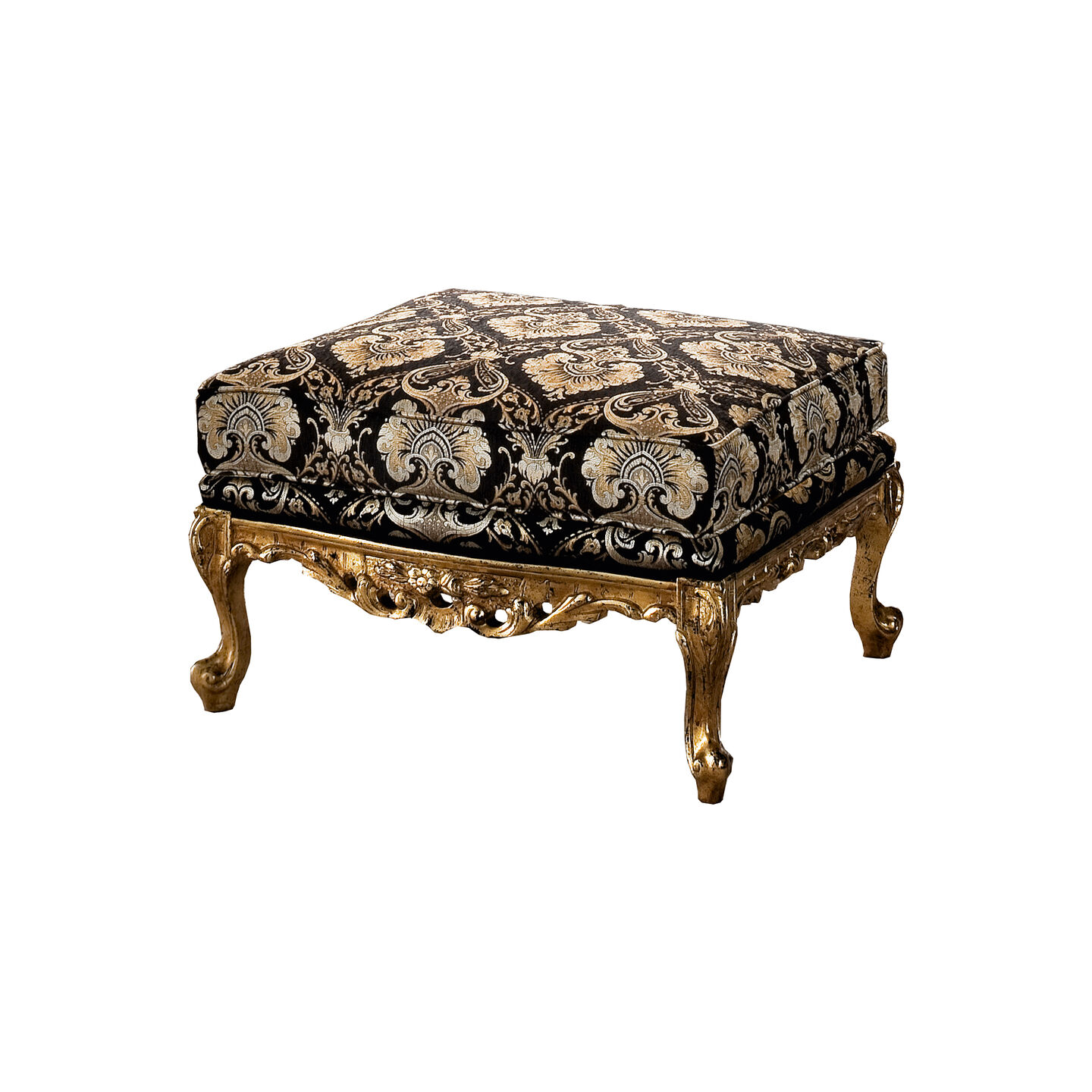 Modenese Luxury pouf in dark damascus and gold leaf base by MODENESE ...