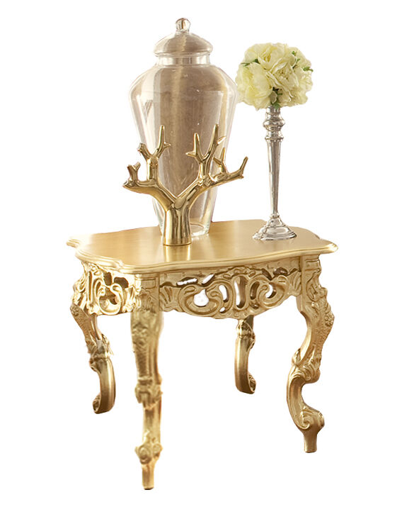 Square figured side table in complete gold leaf finishing by Modenese ...