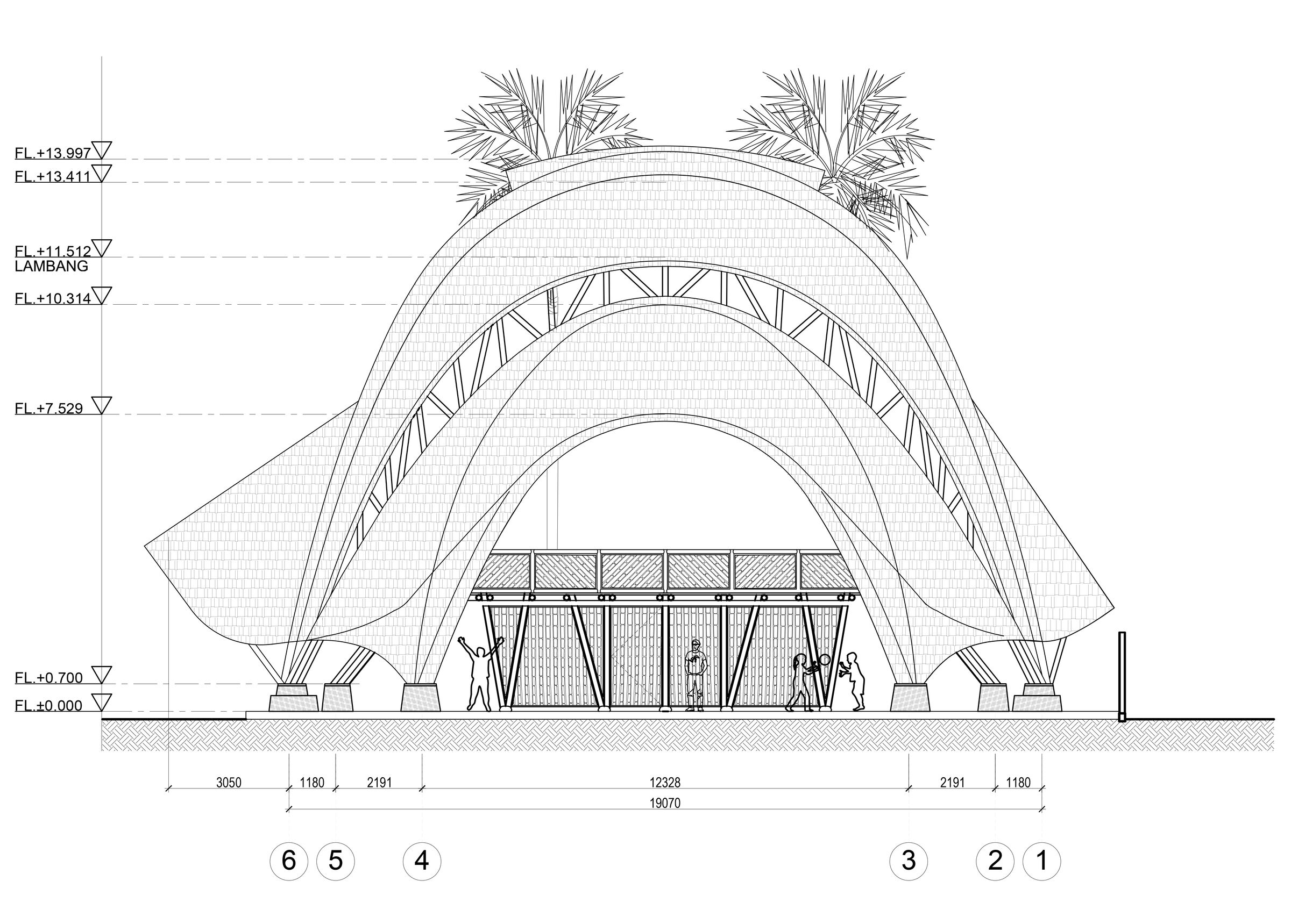 Gallery of Detail: Bamboo Structure of the Arc at Green School Bali ...
