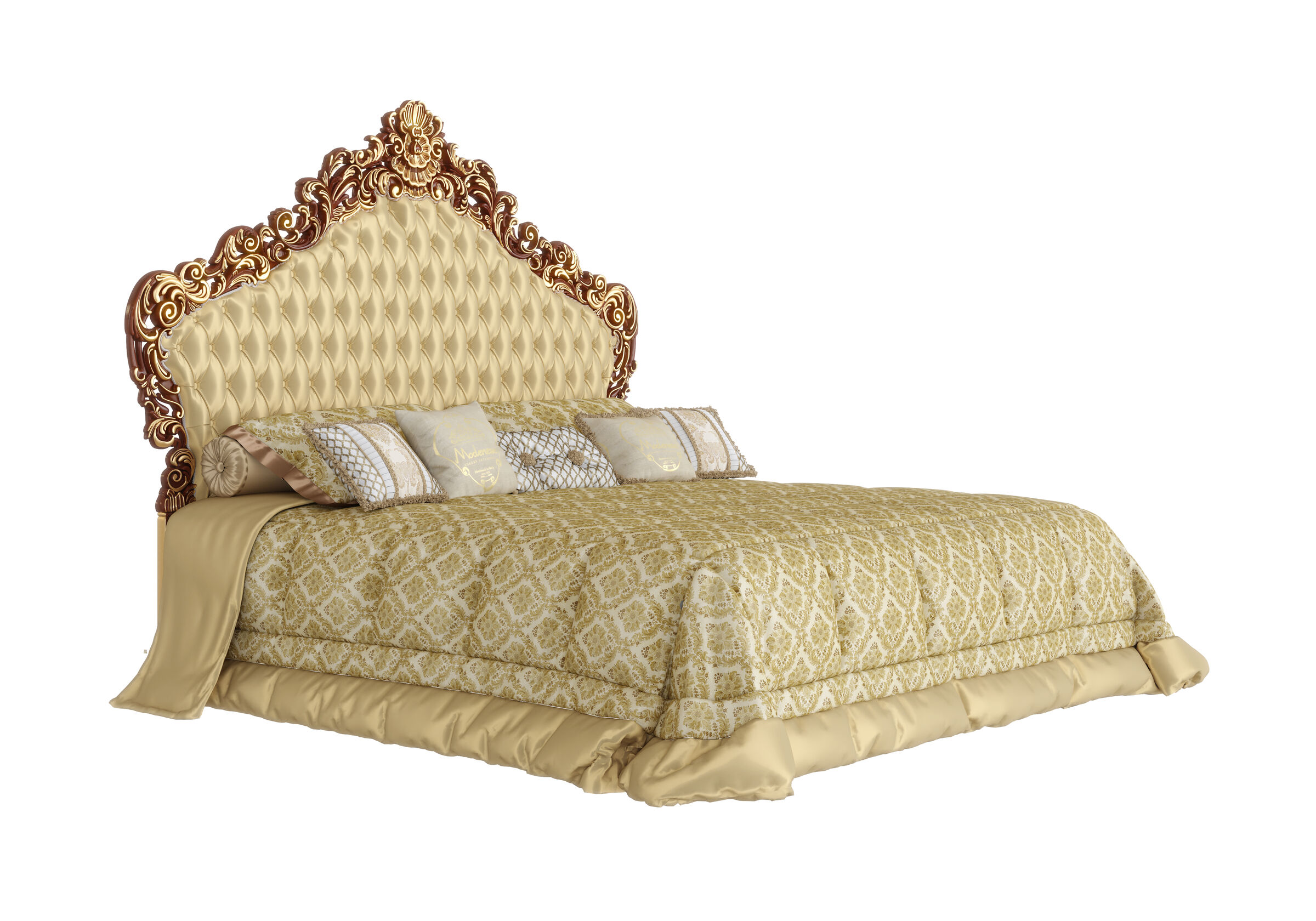 DOUBLE BED WITH CAPITONNÉ AND CARVE HEADBOARD by MODENESE LUXURY ...