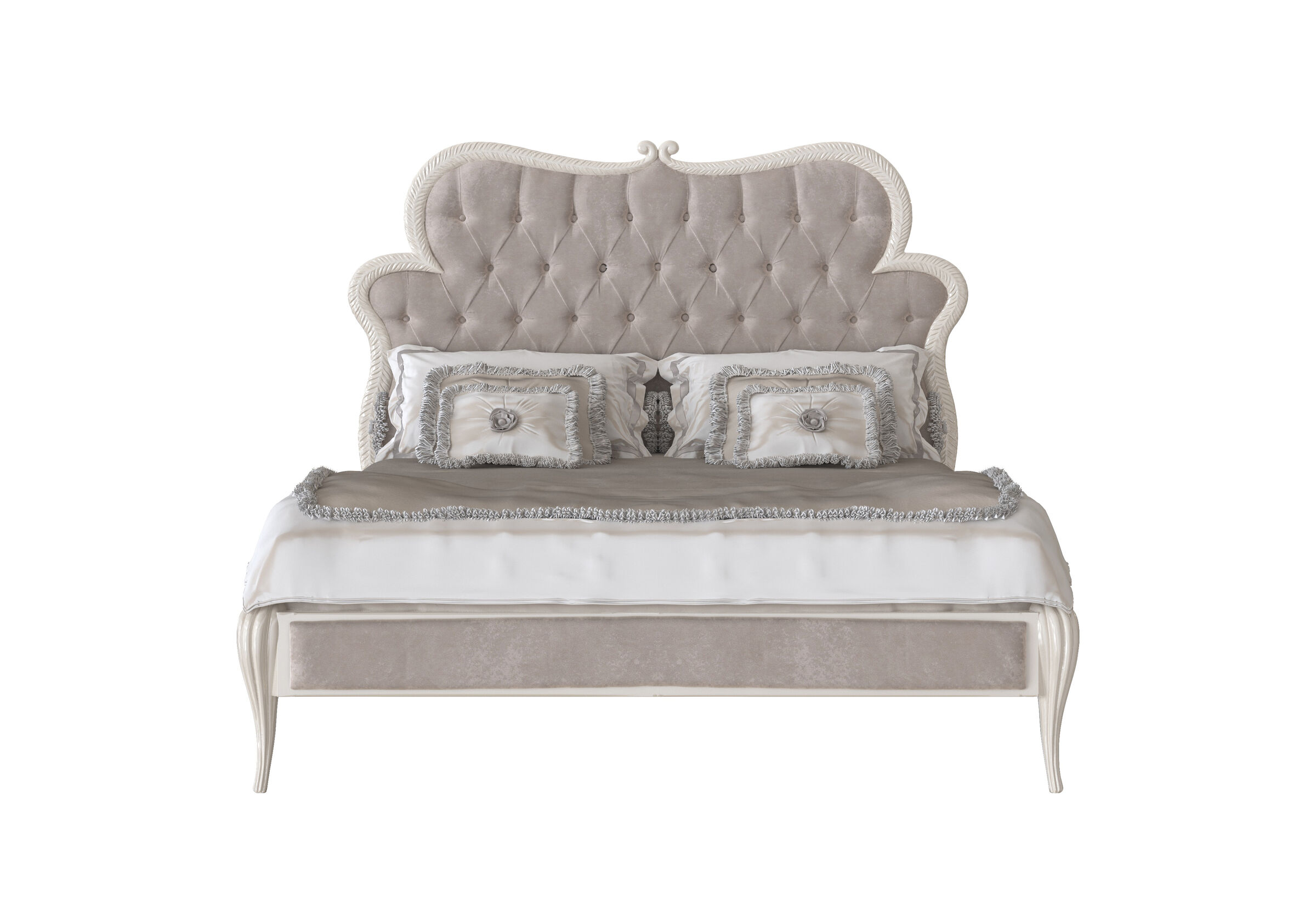 Exquisite Queen-Sized Bed with Tufted Velvet Headboard and Elegant ...