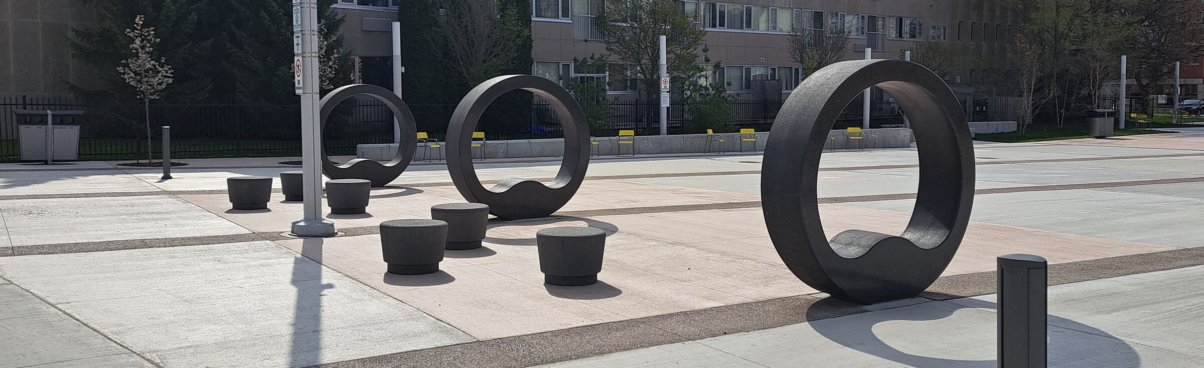 Collaboration Pod Bench concrete outdoor seating with metal canopy by ...