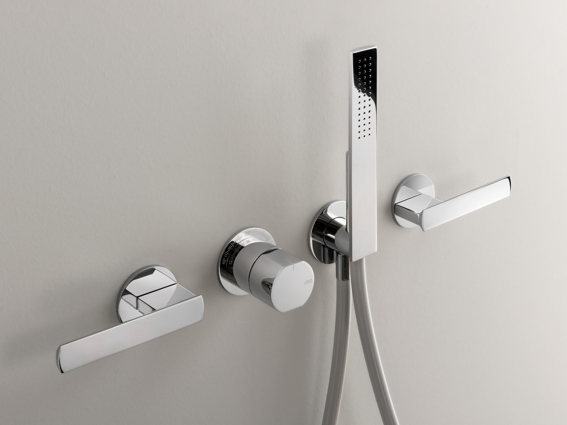 AYL35 - Wall mounted thermostatic mixer set for shower with 2 shut-off ...