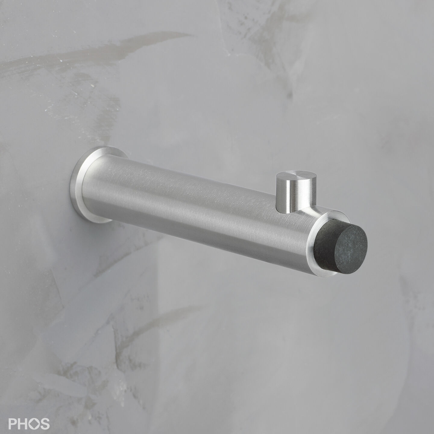 Wall door stopper with coat hook: double function - 11 cm long by Phos ...